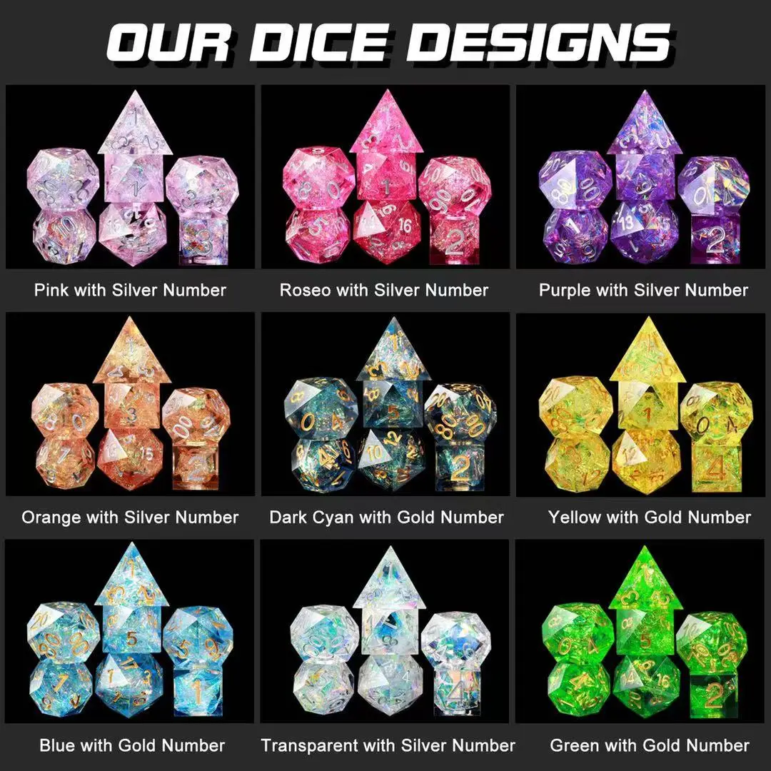 In Store DND Liquid Core Dice Set - 7PCS Resin Filled Dice
