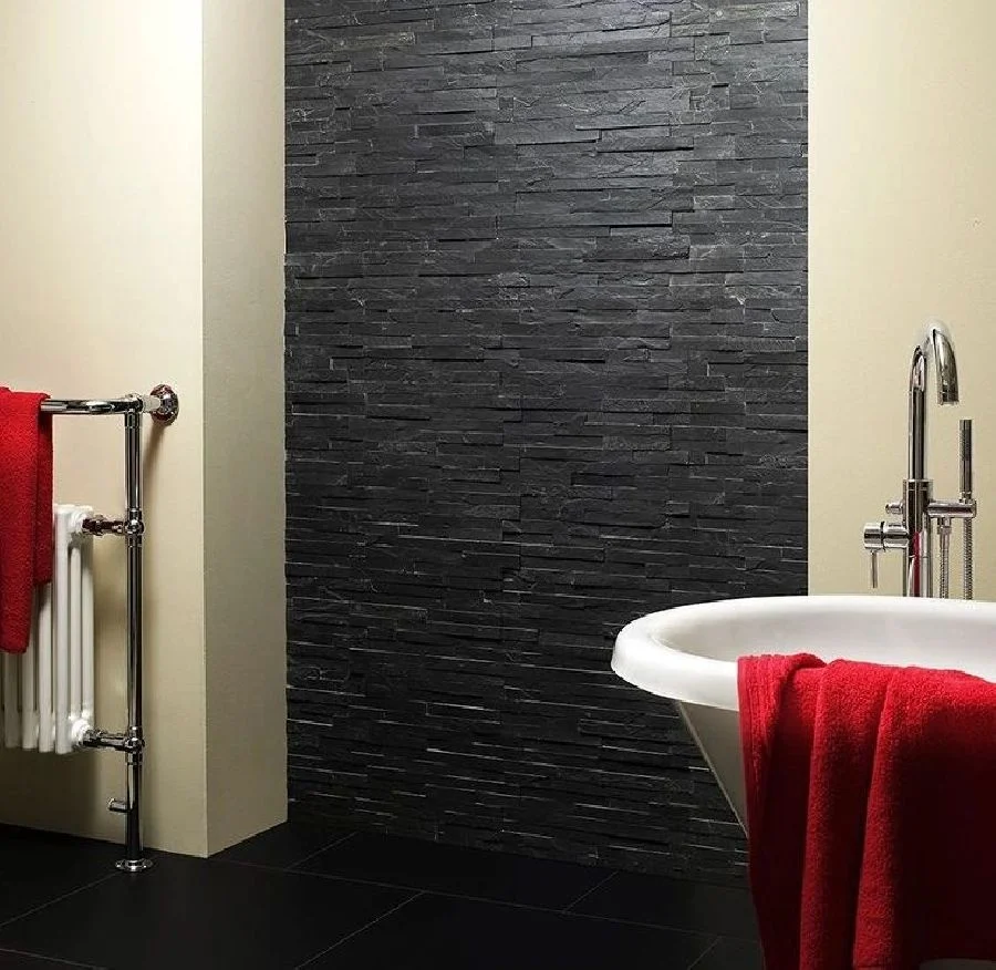 Exterior Wall Stone Cladding Quartz Natural Black Stacked Culture For ...