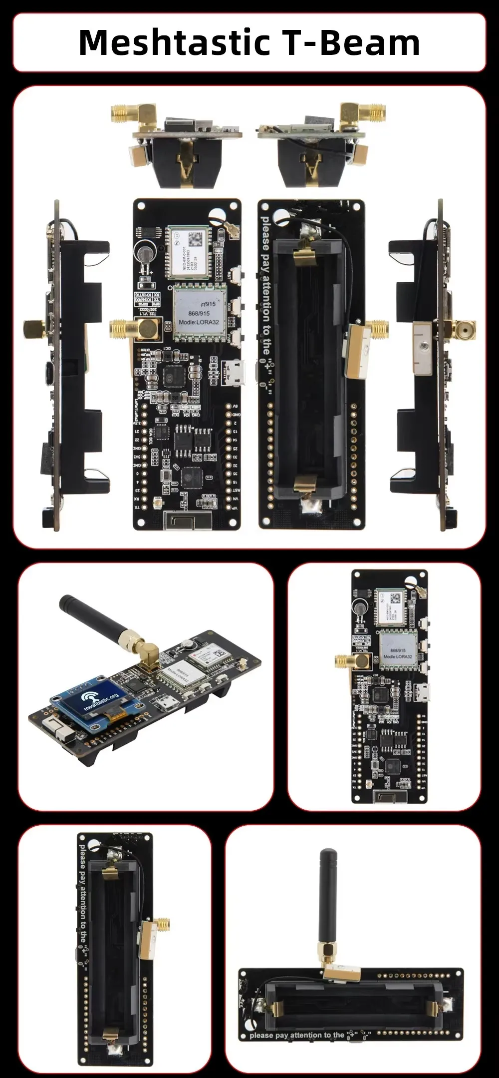 TGO ESP32 Meshtastic T-Beam V1.2 ESP32 433/868/915/923Mhz WiFi BT ...