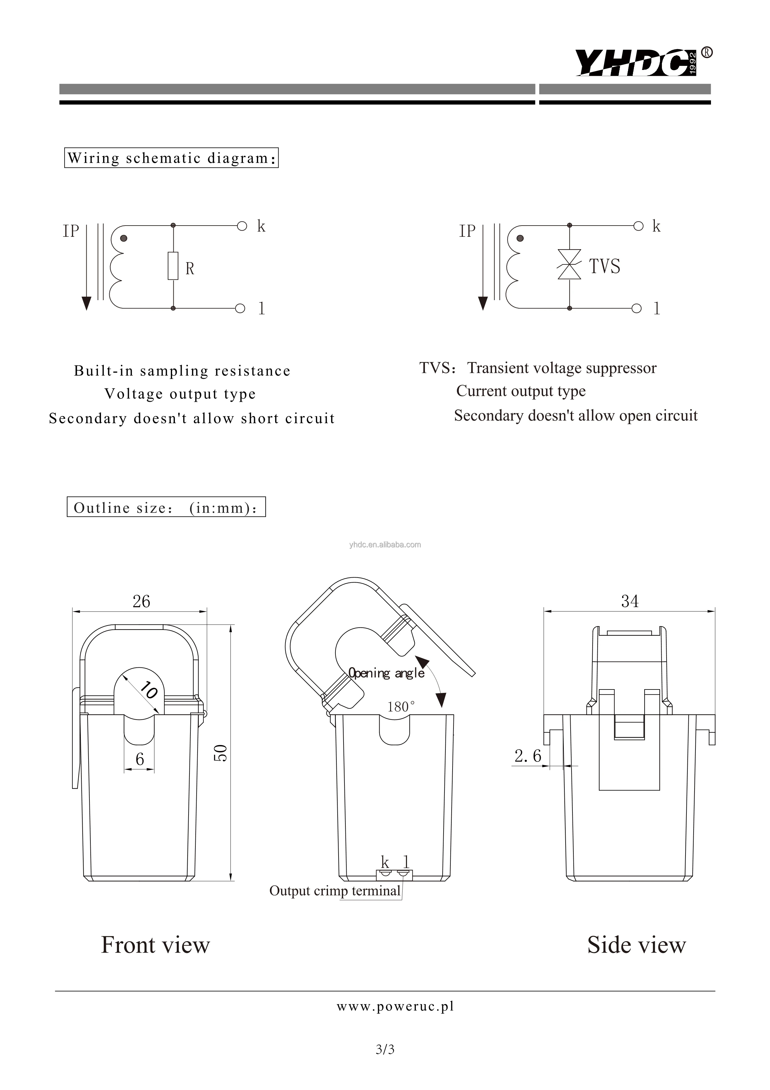 Yhdc 10a-80a Split Core Current Transformer,Current Clamp,Current ...