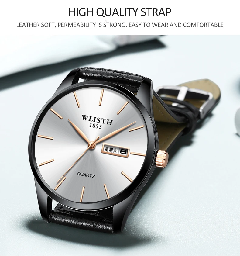 WLISTH Men's Waterproof Quartz Watch - Custom Brand Fashion Wrist Watch ...