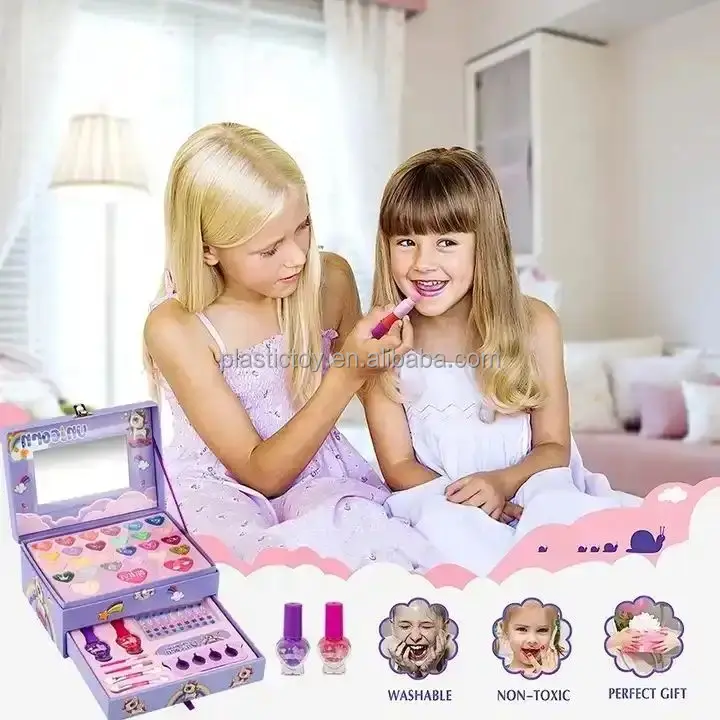 Non Toxic Real Makeup Kit Nails Toys For Girls Princess Real Washable ...