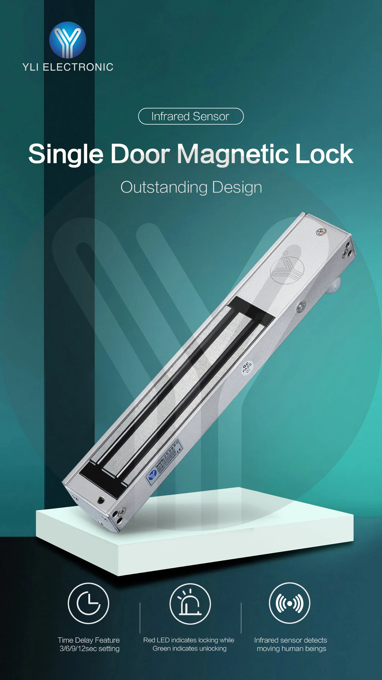 Fail Safe 600lbs Em Lock Electromagnetic Door Lock With Infrared ...