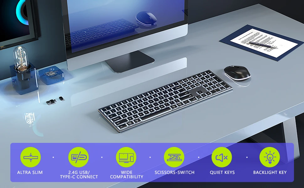 Seenda Rechargeable Ergonomic Keyboard & Mouse Rgb Backlit Keyboards ...