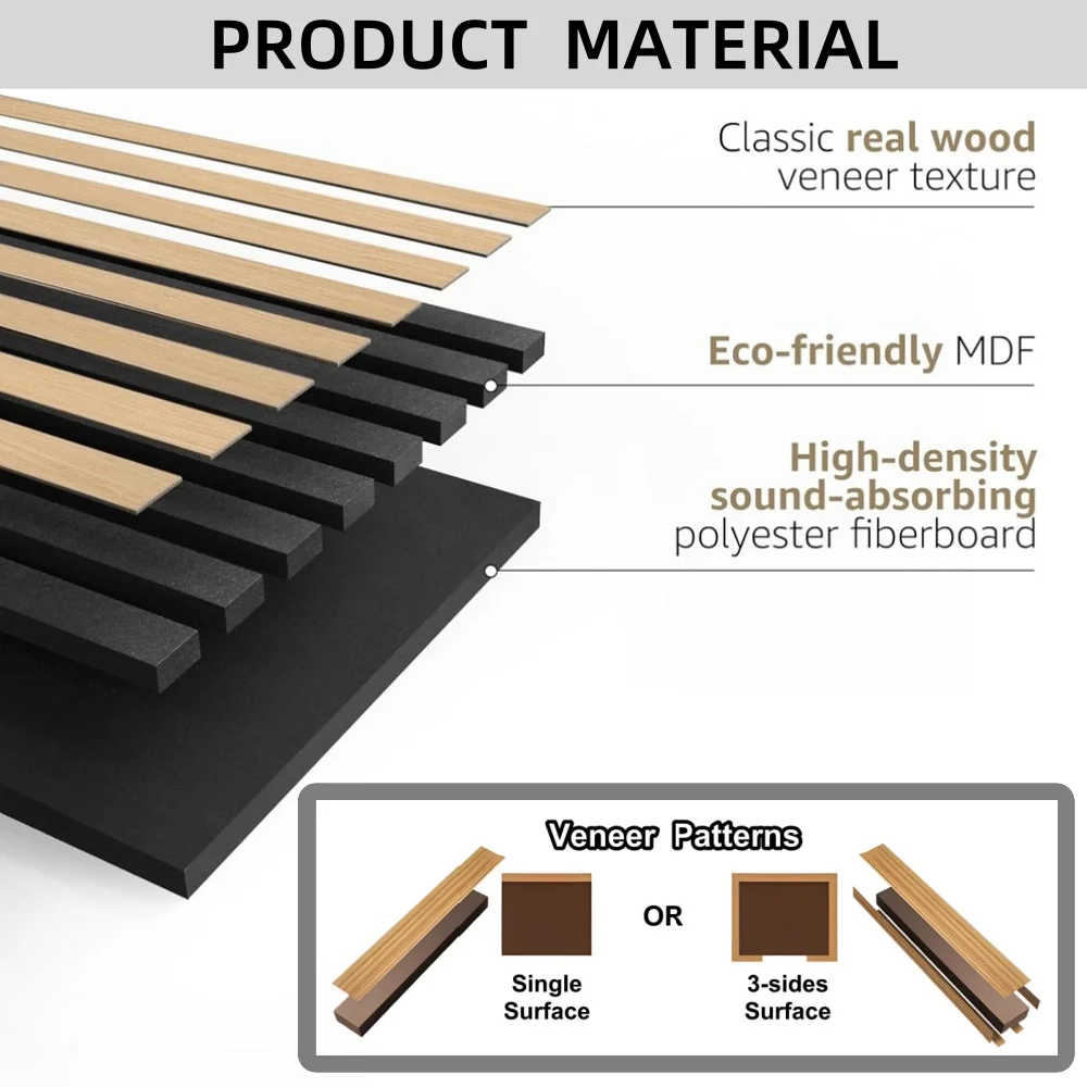 Studio Acoustic Panels 3D Fluted Felt Backed Wood Slats Wall Panels ...