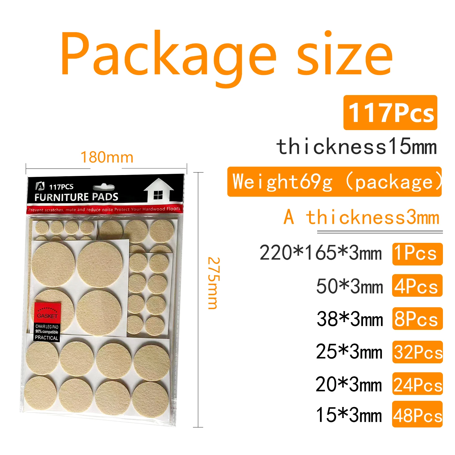 Desk And Chair Leg Sticker Antiskid Protection Floor Mat Felt Pad Anti ...