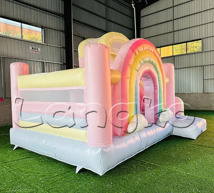 Luxury Commercial Rainbow Inflatables Combo with Ball Pit