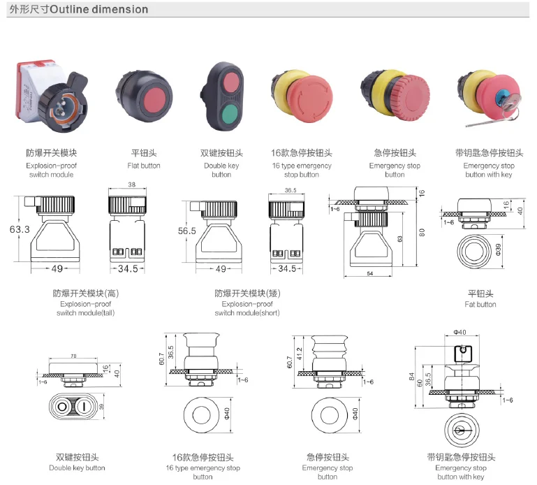 Explosion Proof Control Push Button Signal Lamp Emergency Stop Switch ...