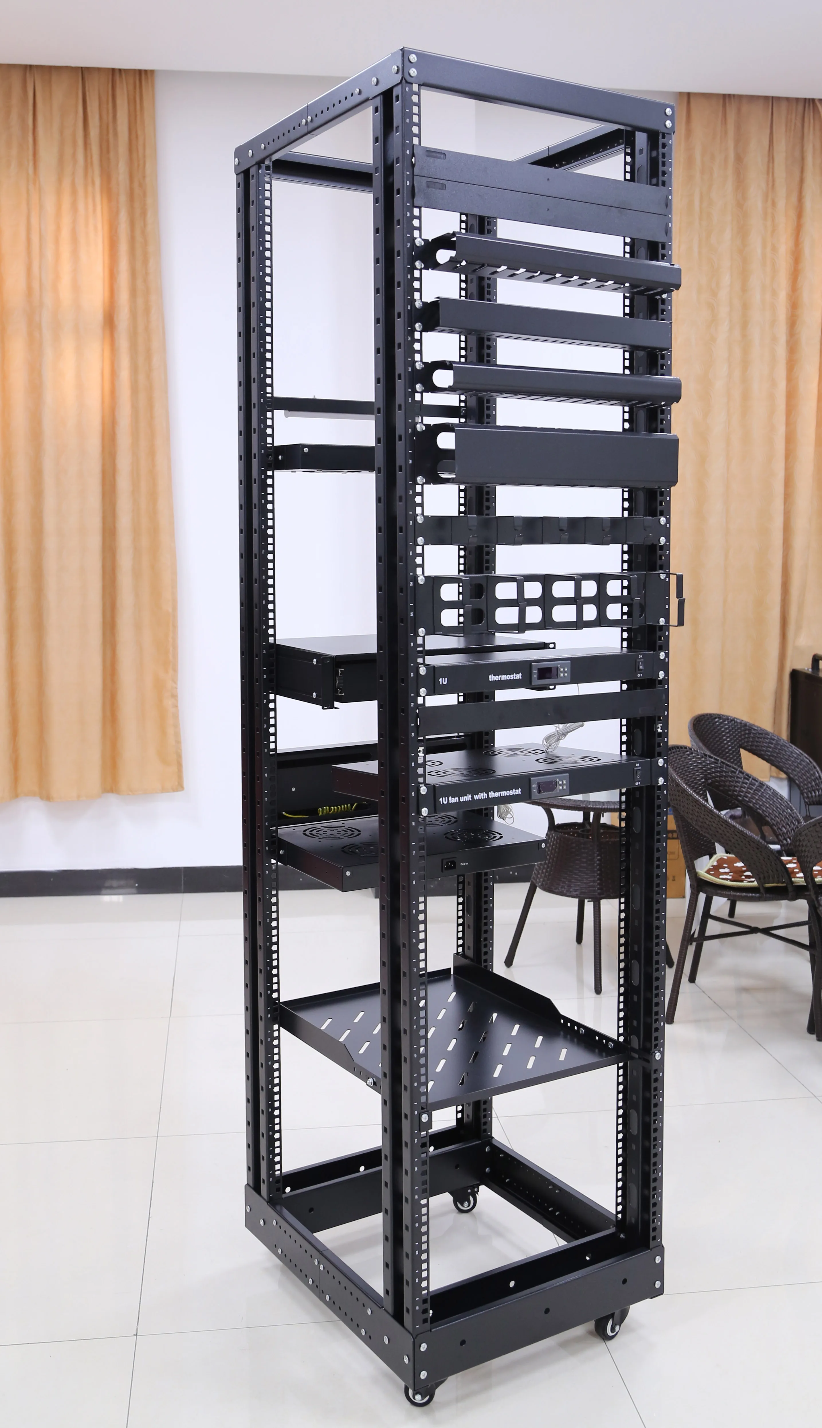 18-47U Server Rack 4 Post Open Rack Floor Rack With 4 Castor Open Frame ...