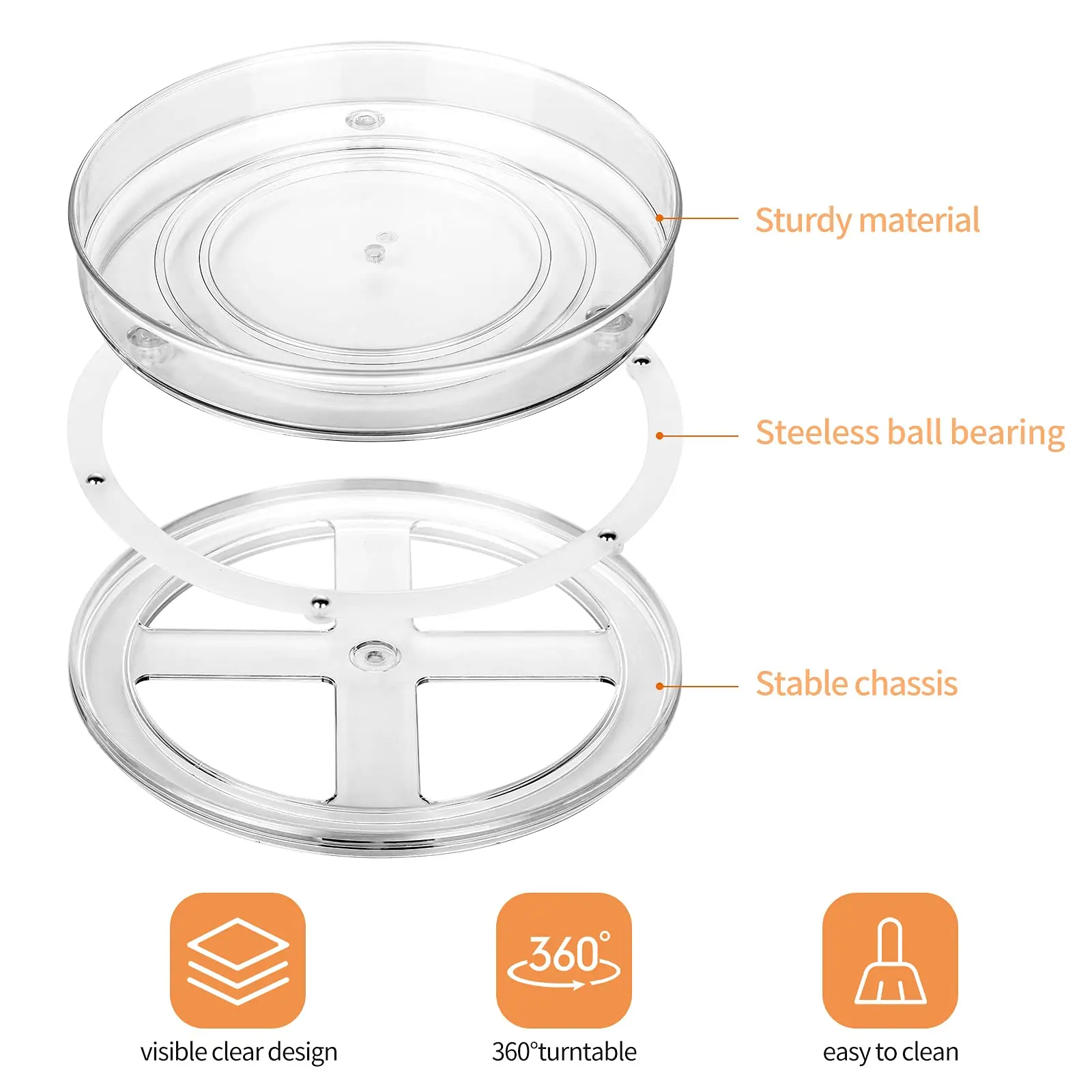 Clear Acrylic Rotating Lazy Susan Storage Turntable Containers ...