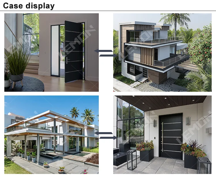 Armored Villa Entrance - Modern Pivot Door with Windows