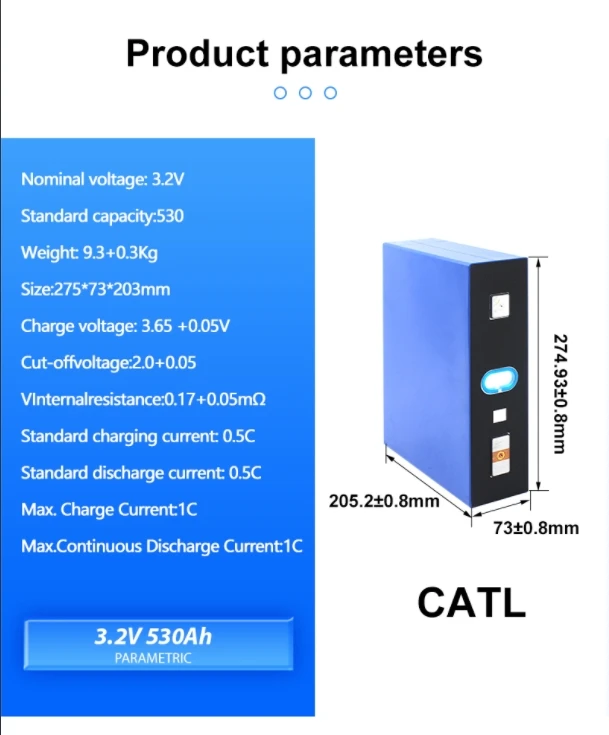 OEM CATL Lithium-Ion Battery Cell 3.2V 530ah for Energy Storage