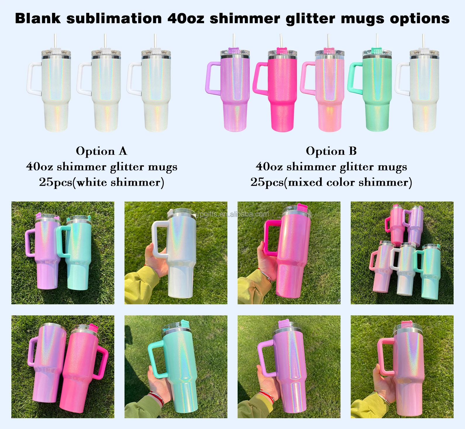 New Rainbow Glitter Shimmer 40oz Sublimation Double Walled Stainless ...