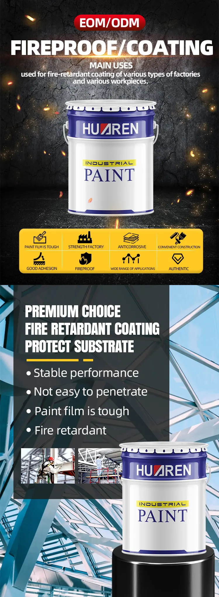 Huaren Water Based Anti-Static Fireproof Paint| Alibaba.com