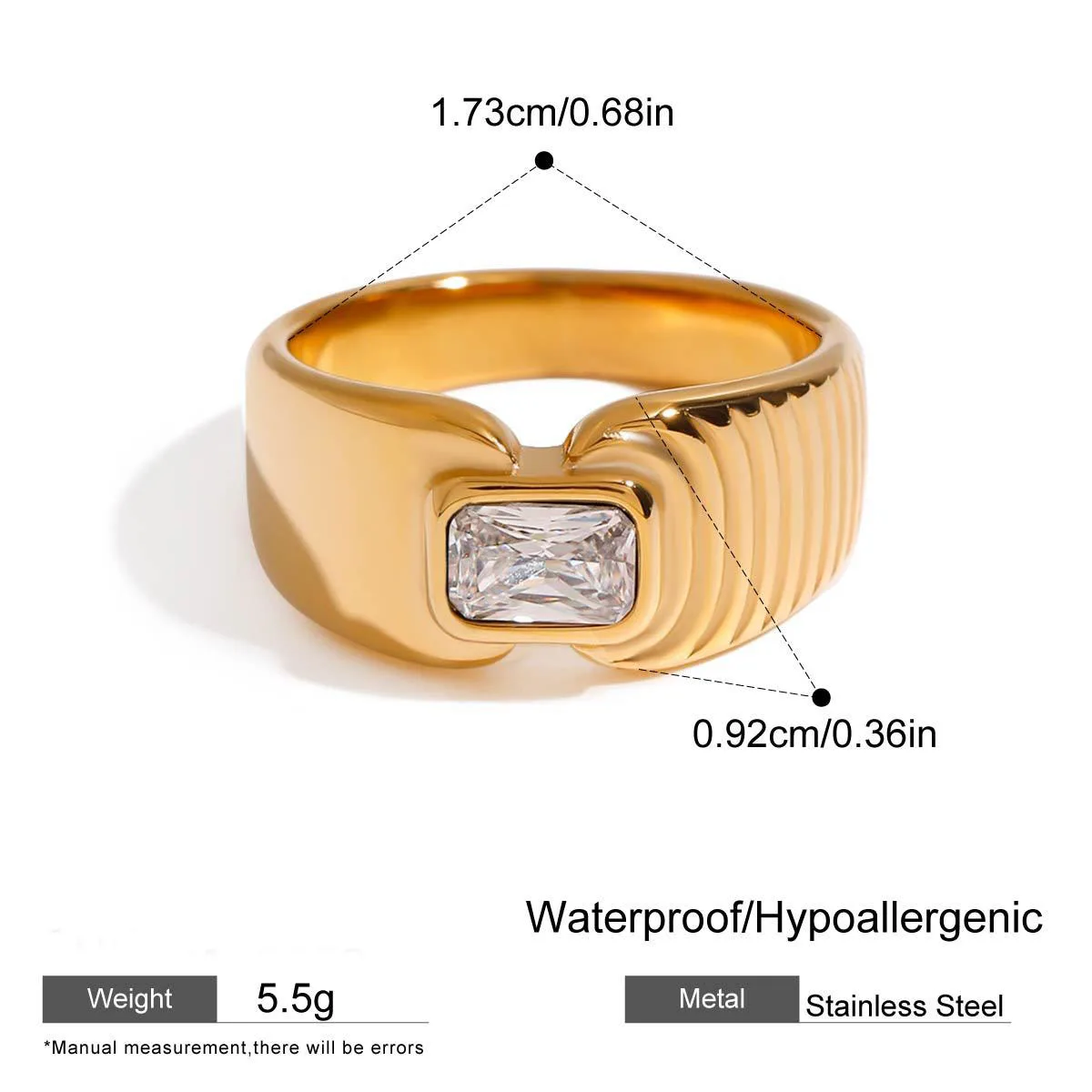 ERESI NON Tarnish New Arrival Shiny Cubic Zircon Finger Ring Waterproof ...