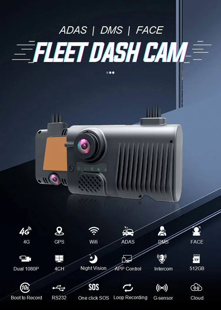 Ultravision Fleet Dash Camera 4G Car DVR - 4 Channel AI