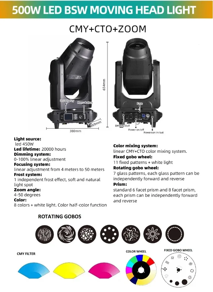 Outdoor Sky Search 500W Beam Moving Head Light - 3-in-1 LED Spot Wash ...