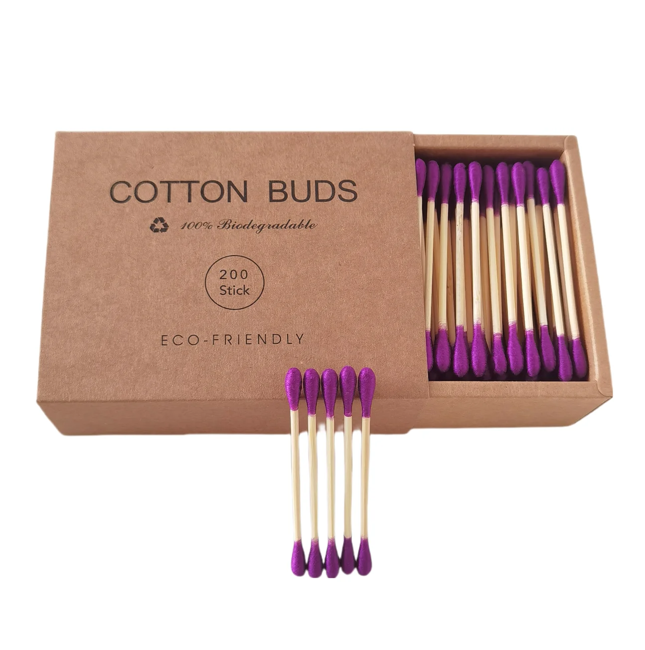 Eco-friendly Colored Cotton Swabs with Bamboo Ear Stick