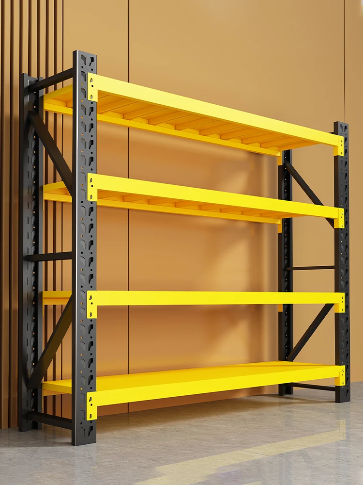 Yellow Galvanised Steel Shelf Garage Storage Warehouse Rack Industrial ...