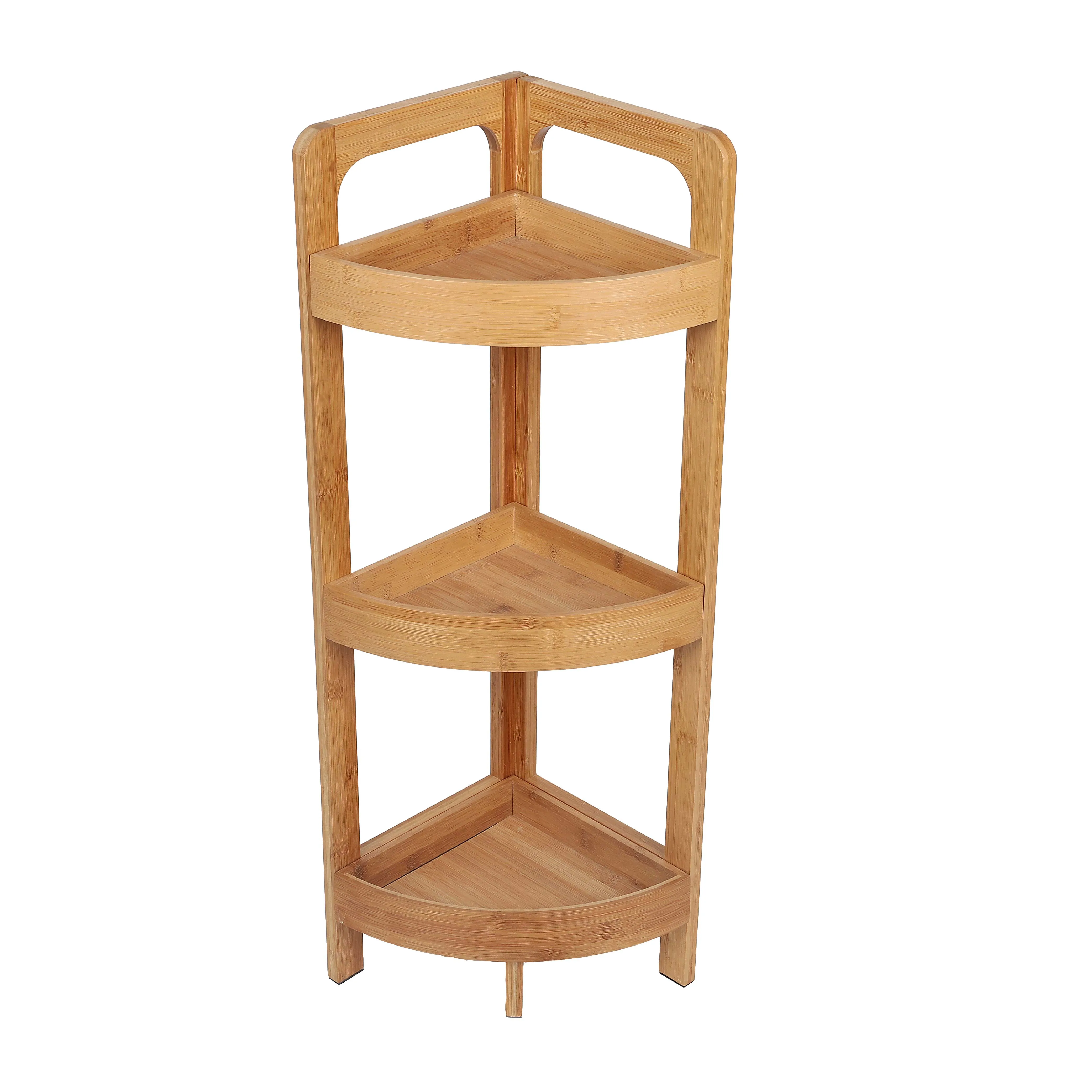 3 Tier Bamboo Standing Conner Storage Rack Display Shelf Bathroom ...