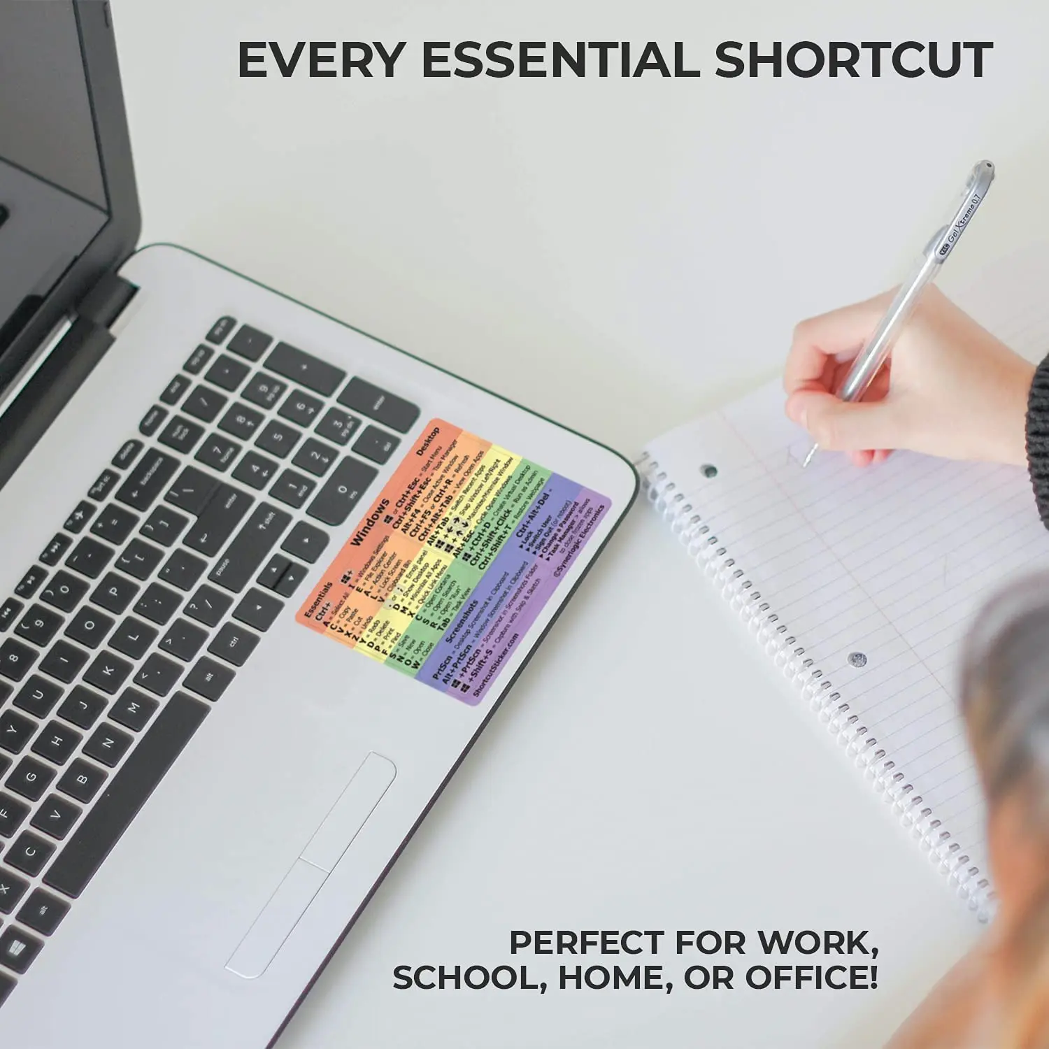 Windows Shortcuts Sticker - Durable Vinyl Keyboard Cheat Sheet