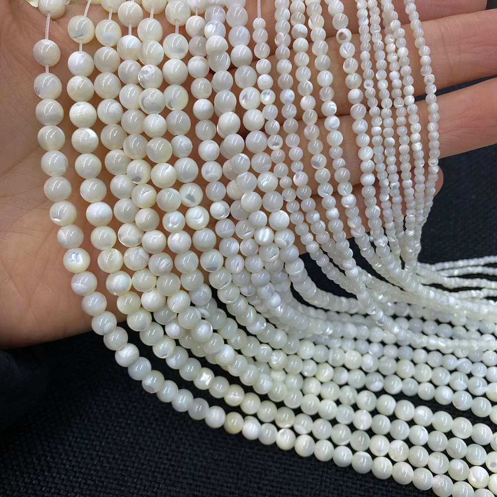 Natural Round Loose Sea Shell Beads White Trochus Sea Shell Bulk Mother ...