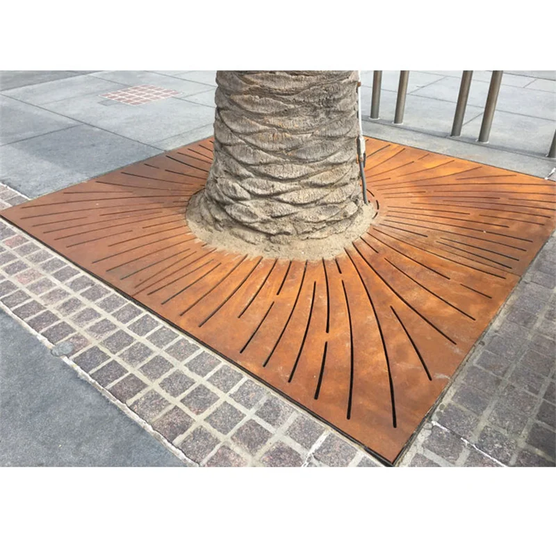 Outdoor Corten Steel Tree Grating Sidewalk Metal Tree Grille Street ...