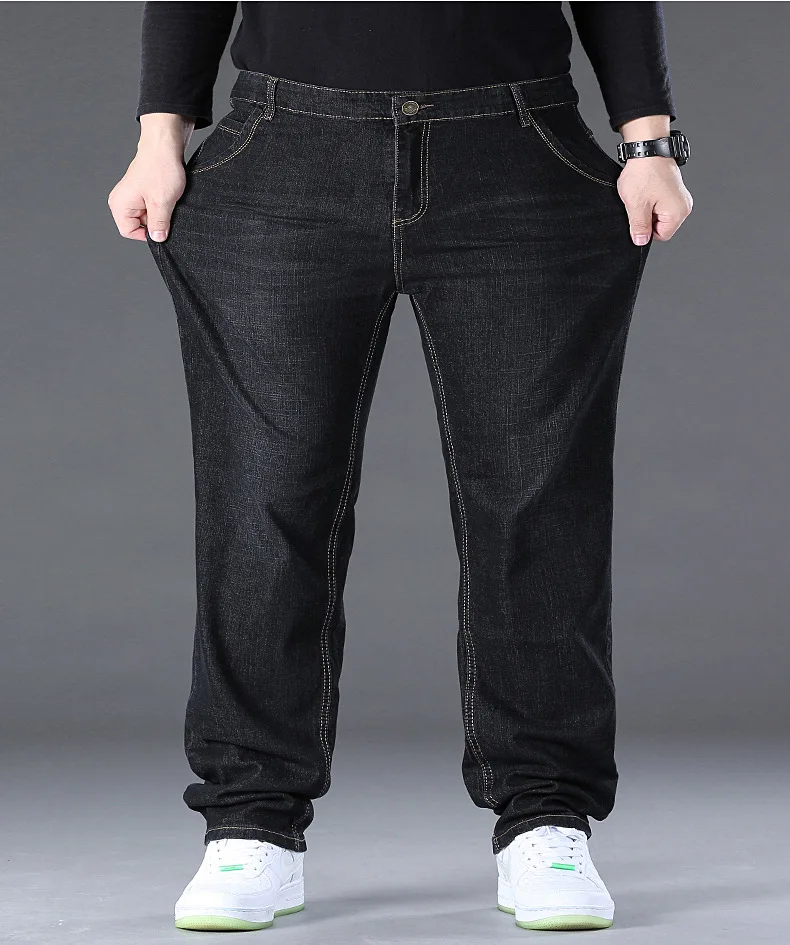 Loose Wide Leg Jeans Men's Straight Stretch Plus Size High Waist Denim ...