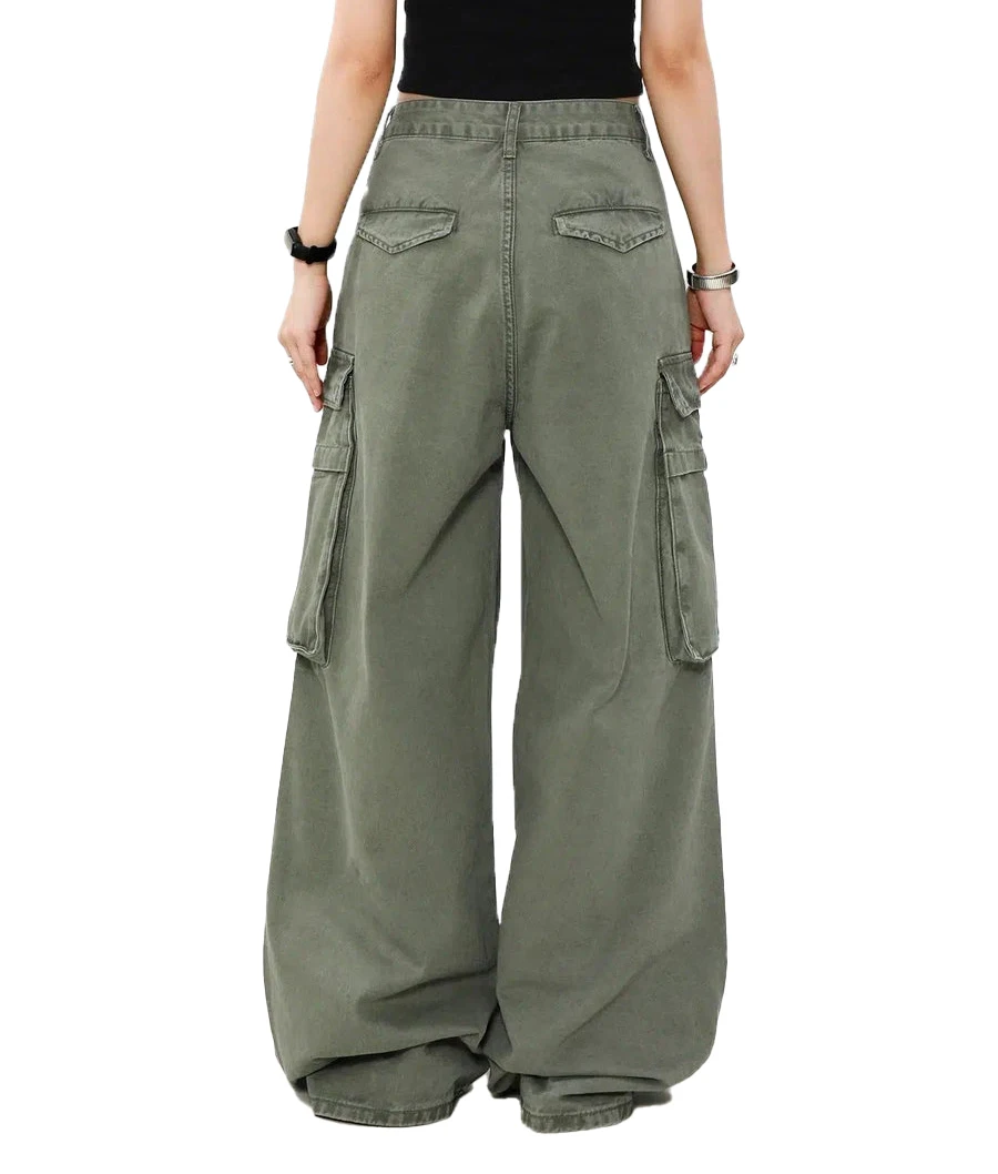 2025 Customizable Cargo Pants High Waist 100% Cotton Canvas Faded ...