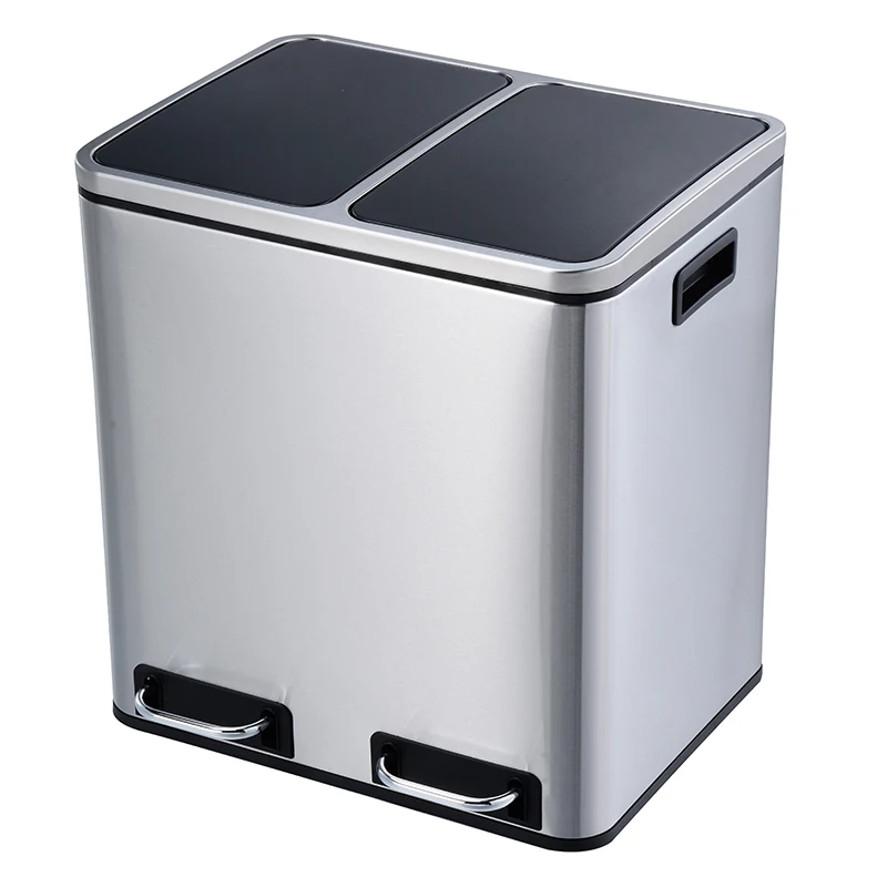 2 Compartment Waste Bin With Slow Close Lid With Inner Buckets And ...