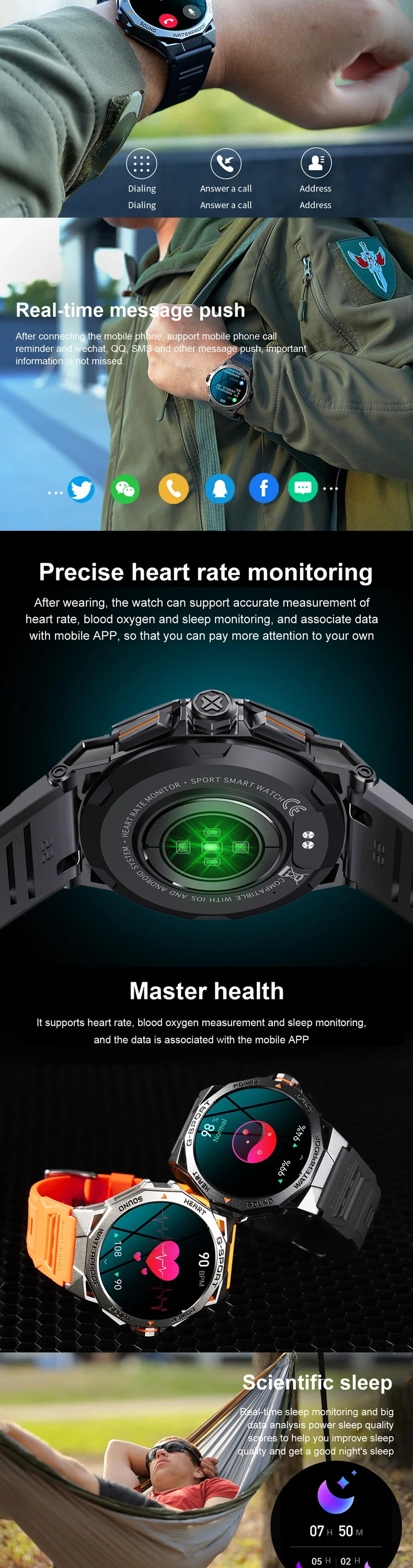 K62 Amoled Sports Smartwatch 1.43inch Ip68 Waterproof Multiple Sports ...