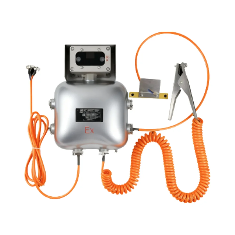 Static grounding clamp, sensor with cable overfilling, alarm with top ...