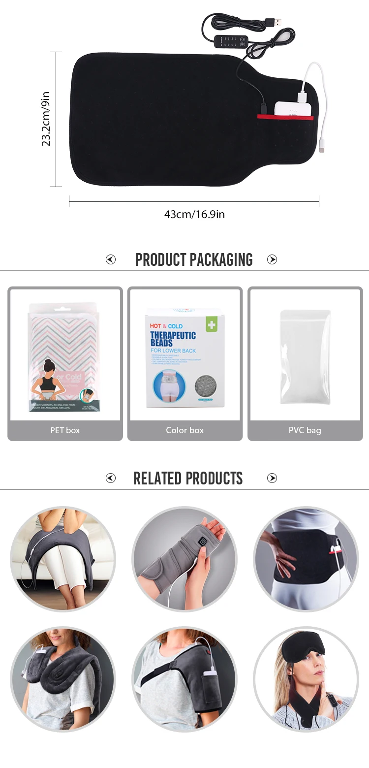 Portable Washable Electric Heating Pads For Lower Back Shoulder Abdomen ...