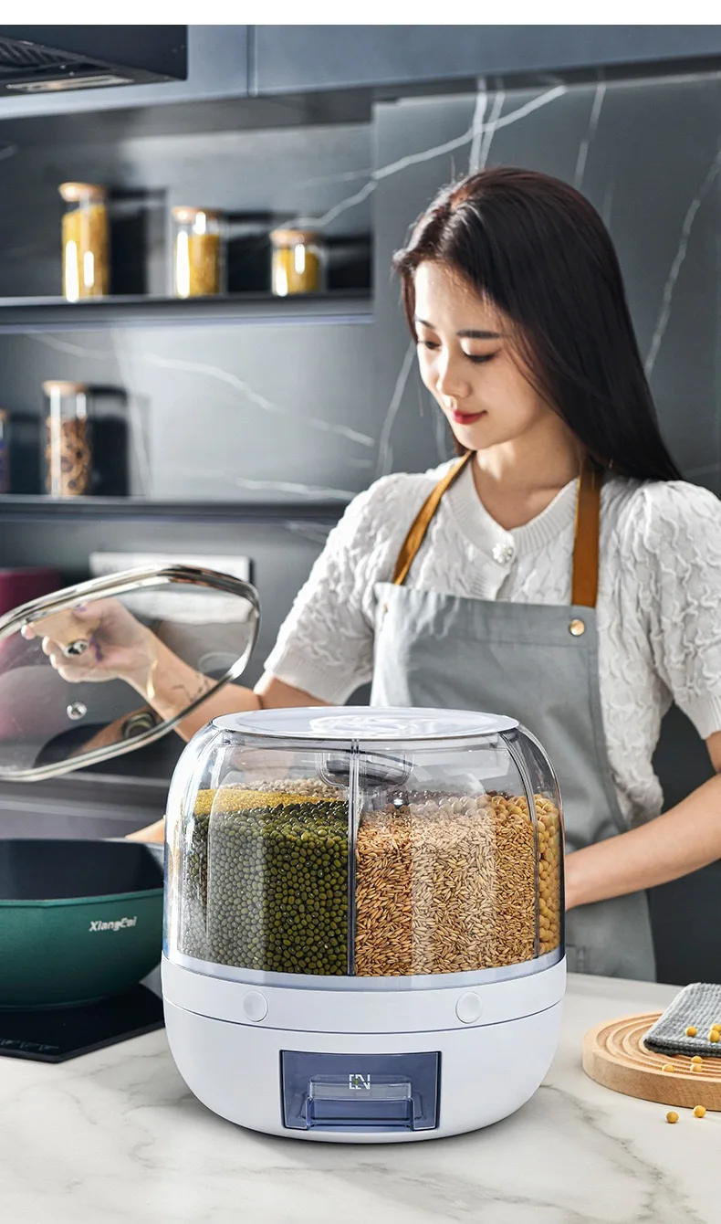 Large Rice Dispenser Storage Container Multi Rotating Grain Dispenser ...