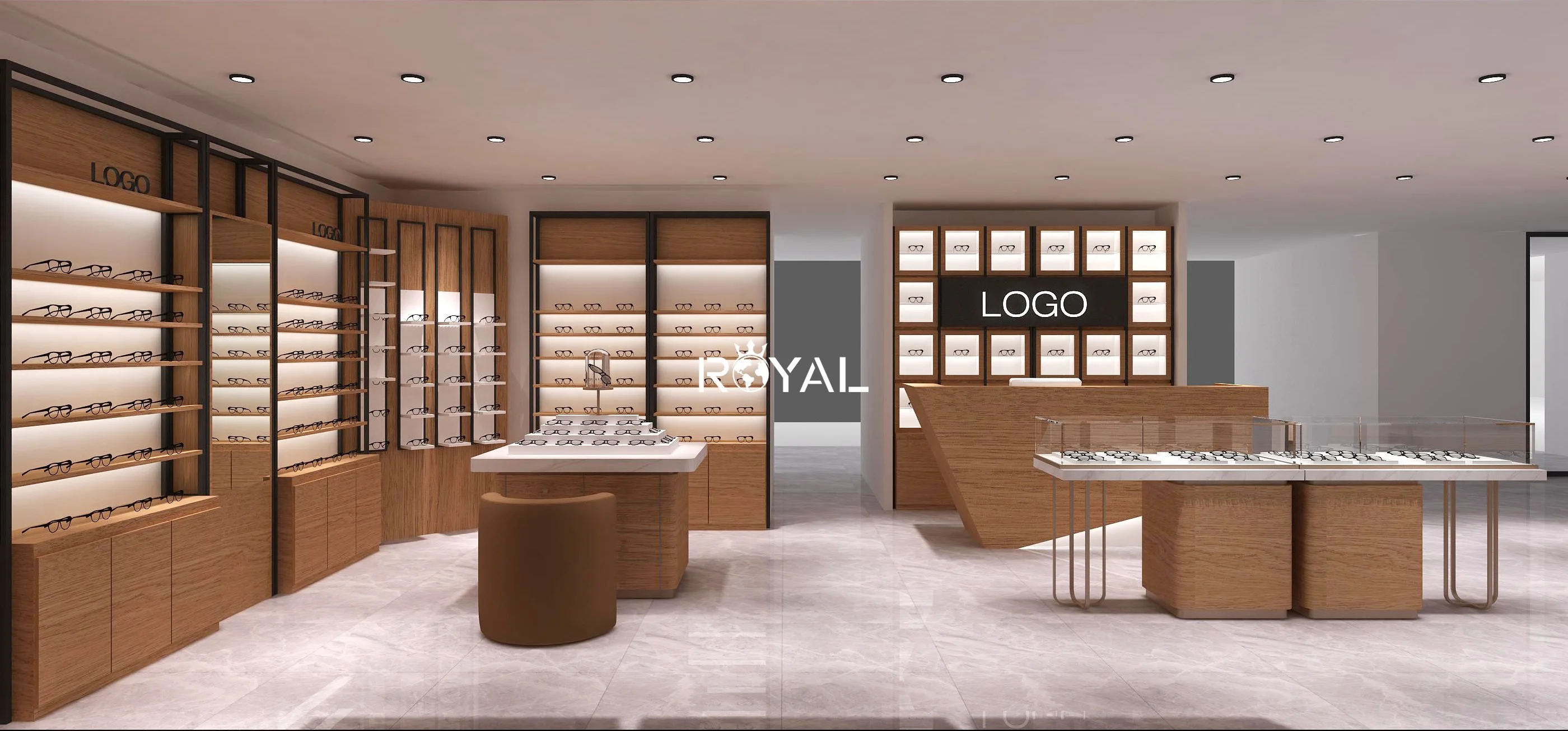 Optical Shop Interior Design Decoration LED Eyeglass Wall Display ...