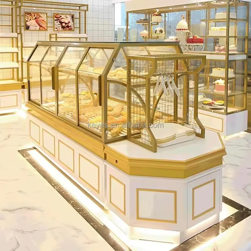 ODM Wooden Bakery Cabinet with Iron Frame Custom Cake Display Racks for ...