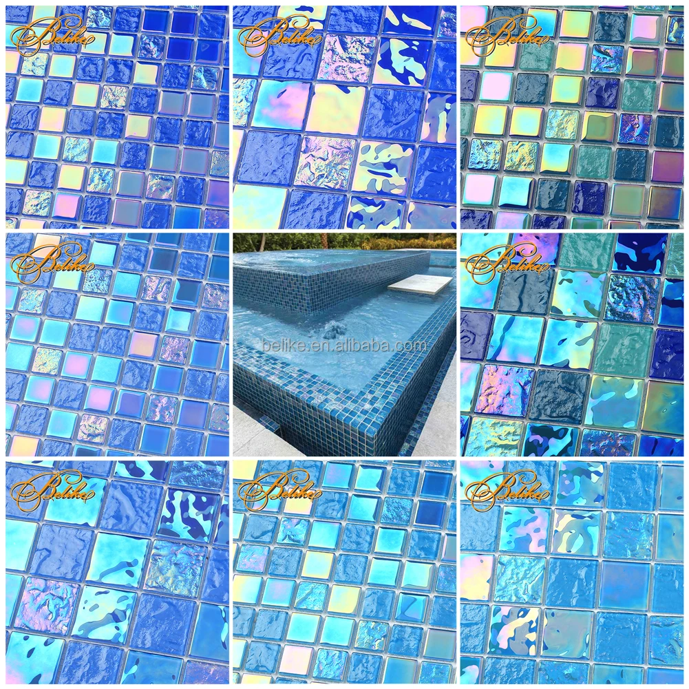 Swimming Pool Glass Mosaic Tile Iridescent Rainbow Reflection Spas ...