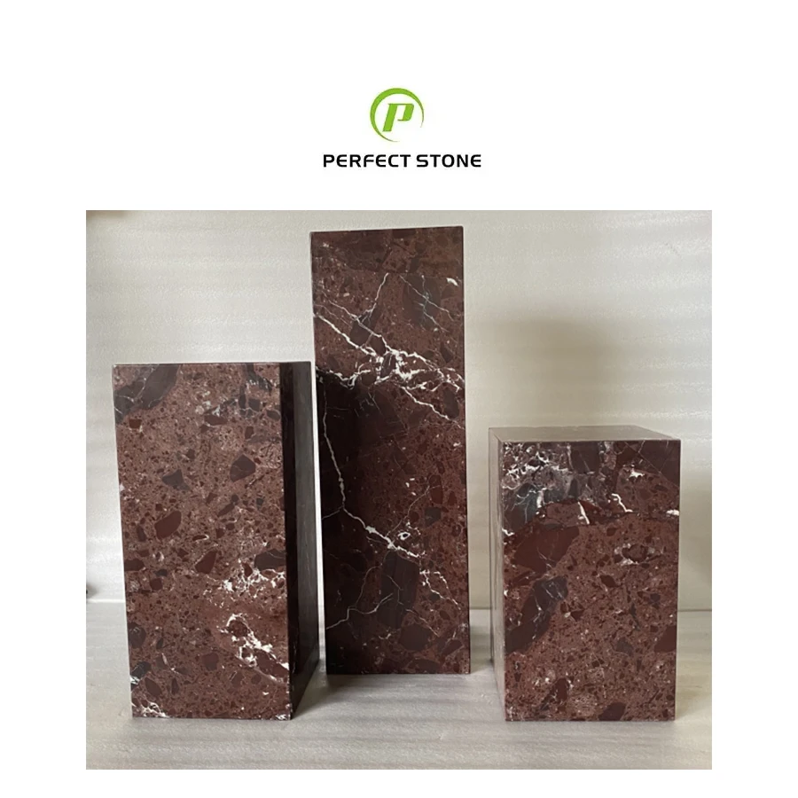 Red Marble Plinths Table Marble Plinth Base Side Table For Living Room ...