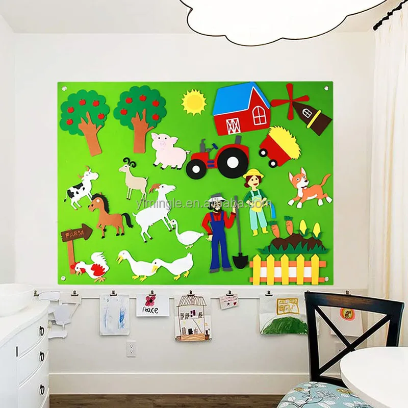 Farm Animals Felt Story Board Set 3.5ft 26pcs Preschool Farmhouse ...