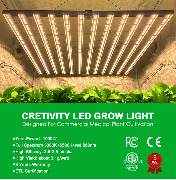 Folding Full Spectrum 12bars Ctii1000w Led Grow Light - Buy Folding ...