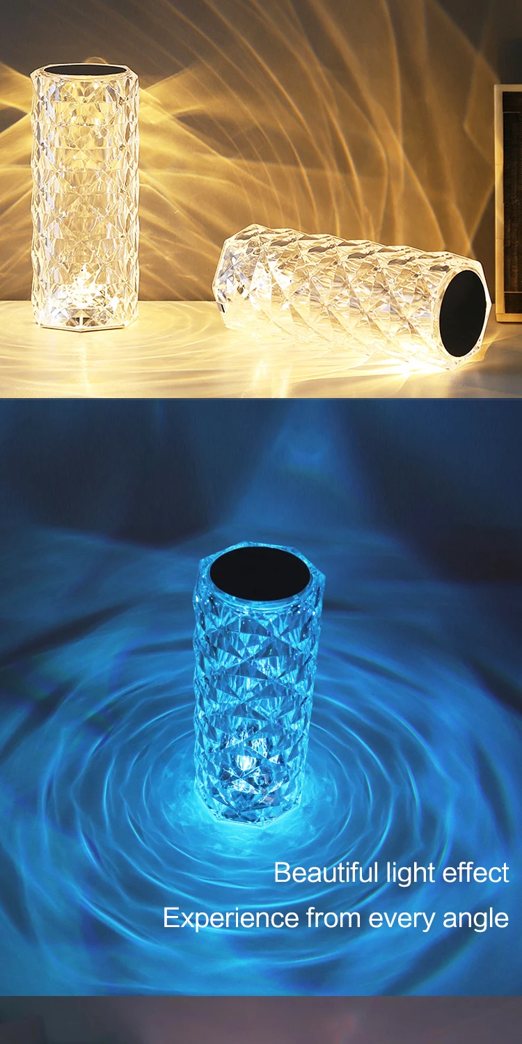 Touch Control Cordless Crystal LED Lamp - RGB Color Changing