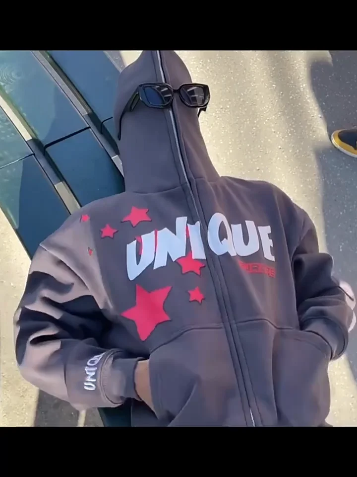 Custom Logo Heavyweight 3d Print Oversized Streetwear Full Zip Up ...