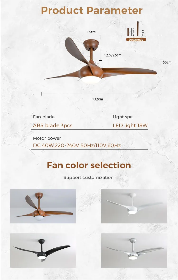 Smart Tuya 5 Speed Ceiling Fan Wifi Dc 26W Intertek Mounted Ceiling Fan ...