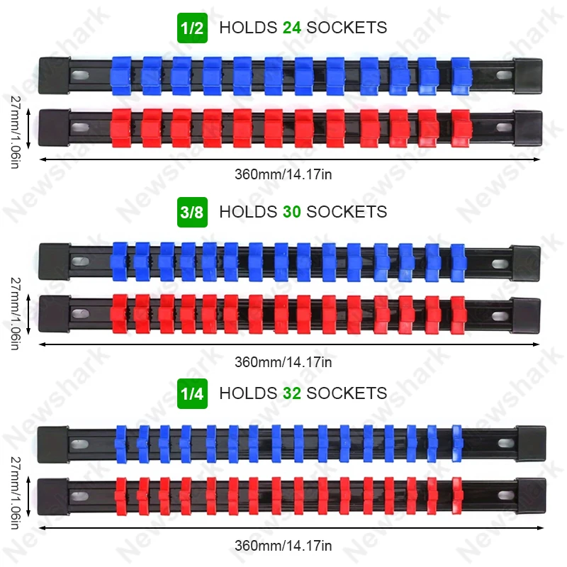 Heavy Duty Socket Racks Socket Organizer 6pcs 1/4 3/8 1/2inch Drive ...