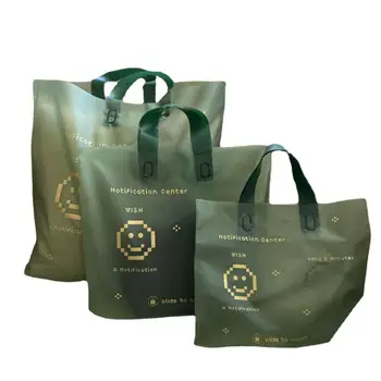 Custom Printed Own Logo Reusable Soft Loop Handle Plastic Shopping Bag