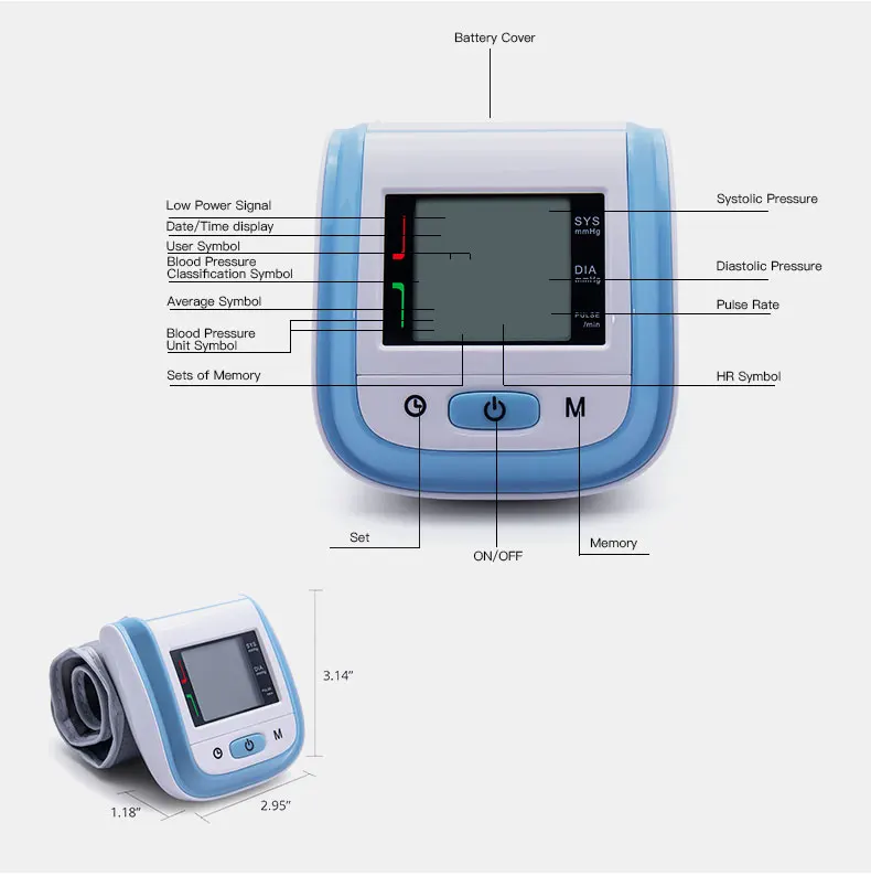 Yonker YK-BPW1 Wrist Blood Pressure Monitor - Smart & Reliable