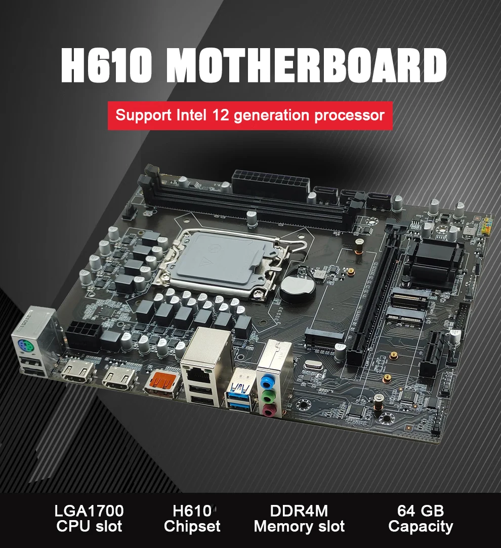 H610 Motherboard with Intel I7 12700 - DDR4 8GB RAM Combo