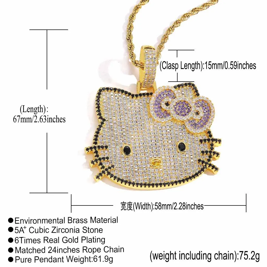 New Arrival Hip Hop Iced Out Pink Solid Zircon Shiny Cartoon Hello ...