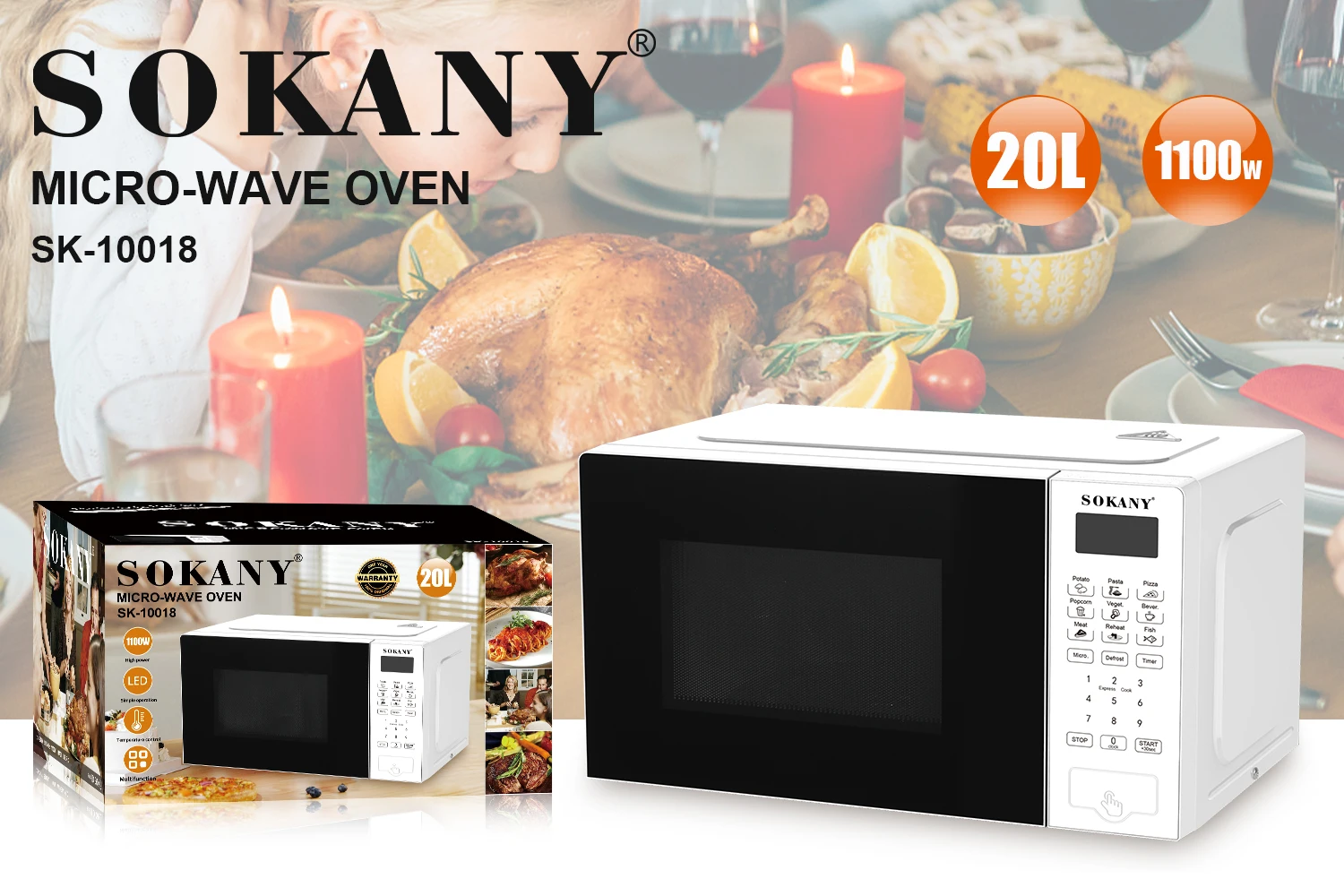 SOKANY 120L 1500W Microwave Oven - Versatile & Efficient