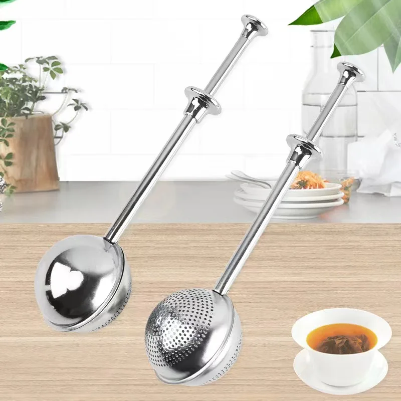 Stainless Steel Ball Shape Telescopic Tea Infuser Steeper with Push ...
